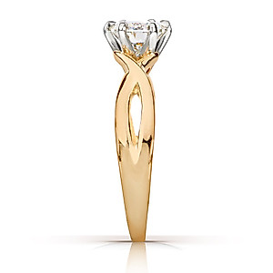 Kobelli Forever One (D-F) Moissanite Solitaire Engagement Ring 1 CTW 14k Yellow Gold, Size 5.5