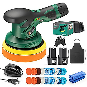 Cordless Polisher for Car Detailing with 2pcs 12V 2.0Ah Batteries & Charger, Aiment 6 Inch Cordless Car Buffer Polisher, 6 Variable Speeds, Portable Sander for Car Waxing/Buffing/Scratch Repairing