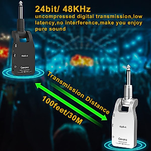 Getaria Wireless Guitar System 2.4GHz Wireless Guitar Transmitter Receiver Electric Guitar Wireless Rechargeable Lithium Battery Audio Guitar Wireless System