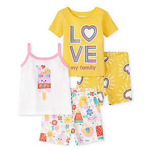 The Children's Place baby-girl and Toddler Short Sleeve Top and Shorts Pajama Set Glow-love/Popsicle 2 Pack Baby & Toddler - PJ Set 3T
