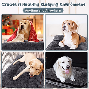Suzile 2 Pcs Dog Cat Beds Dog Crate Beds with Machine Washable Anti-Slip Thick Puppy Beds Plush Pet Crate Pads Ultra Soft Dog Beds for Large Dog Pet Beds Medium Small Dogs, Gray(X-Large)