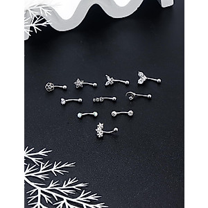 Jenxnjsjo Eyebrow Rook 16g 5/16in Piercing Jewelry Ring for Women Vertical Labret Lip Hood Curved Barbell Snug Earrings Belly Button Snake Frog Eyes Vch Bridge Cartilage Daith Surface Anti Tragus