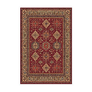 RUGGABLE Cambria Washable Rug - Perfect Vintage Area Rug for Living Room Bedroom Kitchen - Pet & Child Friendly - Stain & Water Resistant - Ruby 6'x9' (Standard Pad)