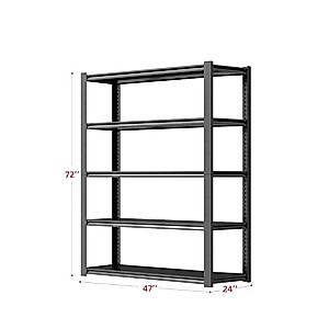 Welfiya 72H Heavy - Duty Shelving: Ultimate for Garage Storage. Sturdy, Durable, Easy - to - use. Ideal for Plastic Bins & Tool Storage in garages, Warehouses & basements. (002, 24D*47W*72H)