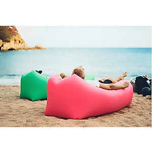 LONGJIN Inflatable Lounger Air Sofa Hammock, Inflatable Couch for Camping, Portable Waterproof Anti-Air Leaking Pouch Couch Air Chair for Outdoor, Beach, Hiking, Picnics, Music Festivals (Pink)