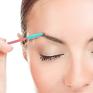 GCQQ 50PCS Silicone Mascara Wands, Disposable Mascara Wand, Tower-shape Silicone Spoolie Pink, Soft Lash Spoolies Brush for Eyelash Extensions, Lift and Brow (Pink+Green)