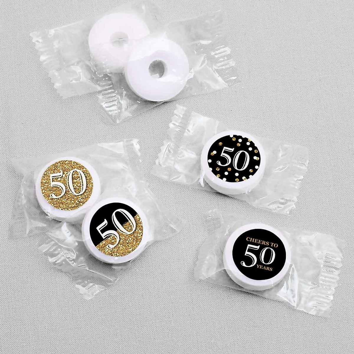 Big Dot of Happiness Adult 50th Birthday - Gold - Birthday Party Round Candy Sticker Favors - Labels Fit Chocolate Candy (1 Sheet of 108)