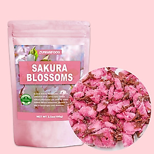 Edible Salted Sakura Blossoms, Premium Pickled Sakura Cherry Blossoms, 3.5oz(100g)