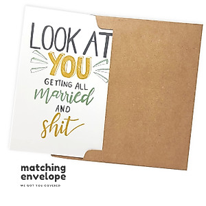 Sleazy Greetings Funny Wedding Card For Marriage Engagement - Adult Humor Dirty Wedding Congratulations Card (Married And Shit)