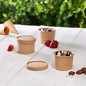 Comfy Package, 12 oz. Paper Food Containers With Vented Lids, To Go Hot Soup Bowls, Disposable Ice Cream Cups, Kraft - 50 Sets