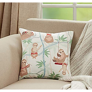 SARO LIFESTYLE Avery Quinn Collection Sloth Throw Pillow with Poly Filling, 16" x 16", Multi