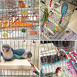 Bird Ladder Toys, Wood Parrot Bird Perch Stand Platform with 8 Ladders Swing Bridge for Pet Training Playing, Flexible Birds Cage Accessories Decoration for Cockatiel Parakeet