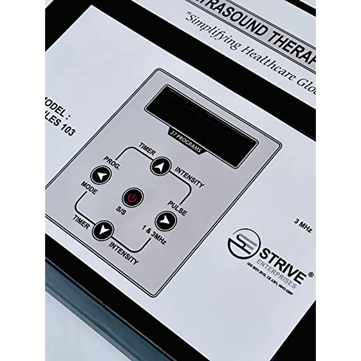 Strive Enterprises 1 &3 MHz Ultra-Sound Th-erapy Machine Ultra-Sound The-rapy Machine 103MHz (White)