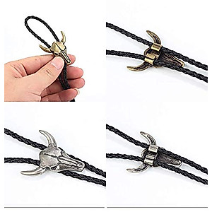 AZORA Western Cowboy Bolo Tie Men Leather Necktie Rope Cord Pendant Necklace Braided Jewelry for Men