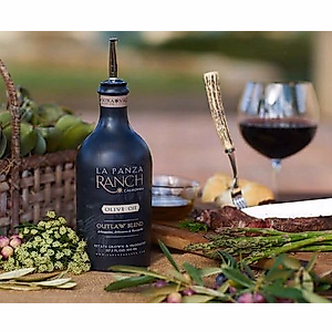 LA PANZA California Extra Virgin Olive Oil, Premium Cold Pressed EVOO, Award Winning, Outlaw Blend (Fiery & Peppery, 17.5 fl oz, 500ml Ceramic Stone Bottle)