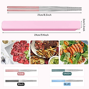 4 Pairs Portable Chopsticks with Case Stainless Steel Chopsticks Reusable Portable Utensil for School Home Office Camp Travel Bento Box