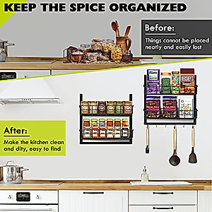 Mefirt Over The Door Pantry Organizer, Wall Mount Spice Rack, 6 Adjustable Baskets and Dual-use (Multi-use) Heavy-Duty Metal Hanging Seasoning Rack-Kitchen Organization,Bathroom,Closet, Cabinet,Cans