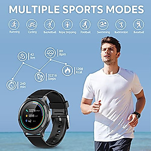 OTOSAGOW Smart Watch Bluetooth Call (Answer/Make Call), 1.45'' Touch Screen IP68 Waterproof Fitness Tracker with 100+ Sports Modes, Smart Watches for Men Women Android and iOS iPhone Compatible, Black