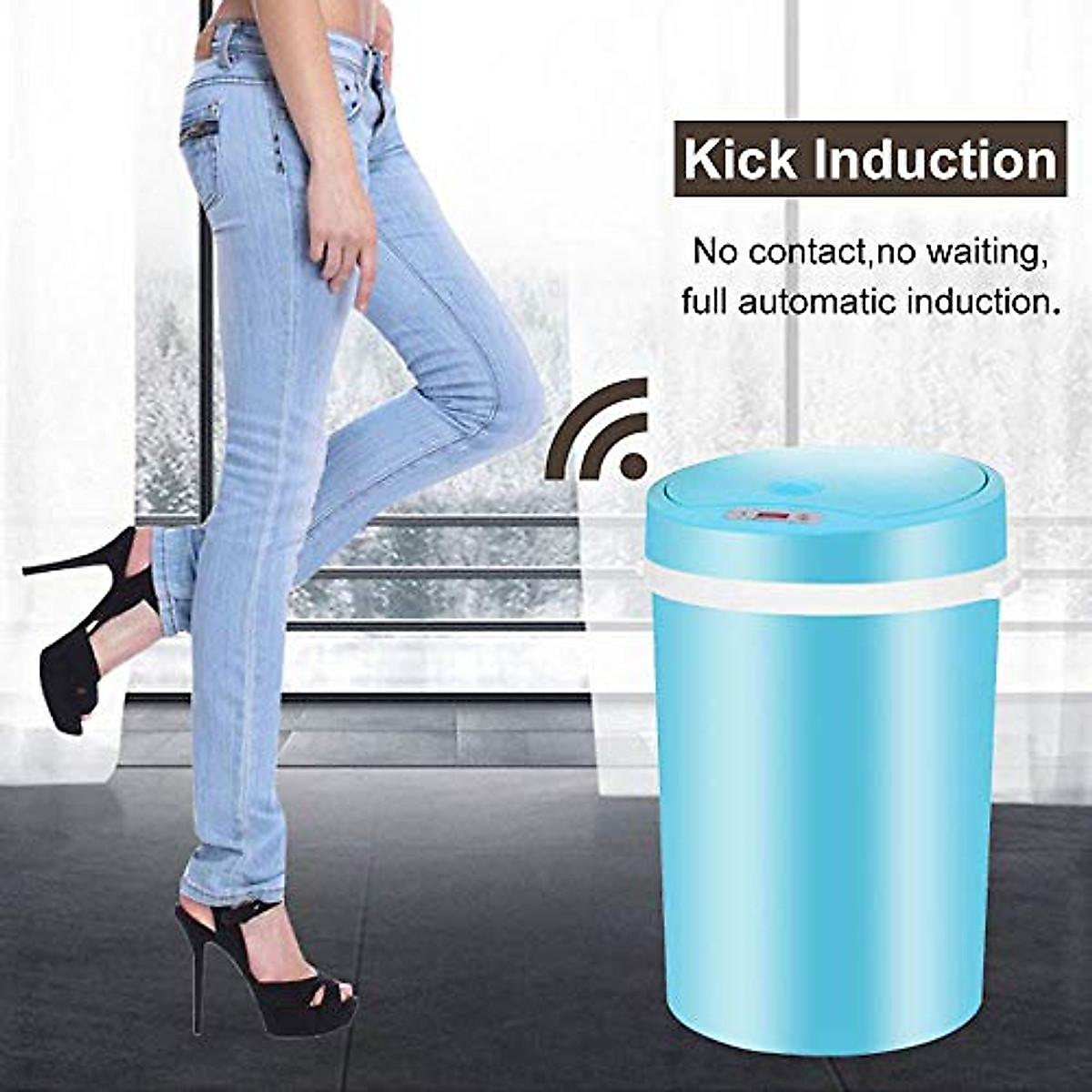 WENLII 16L Automatic Induction Trash Can Touchless Smart Motion Sensor Rubbish Waste Bin Waste Garbage Bin