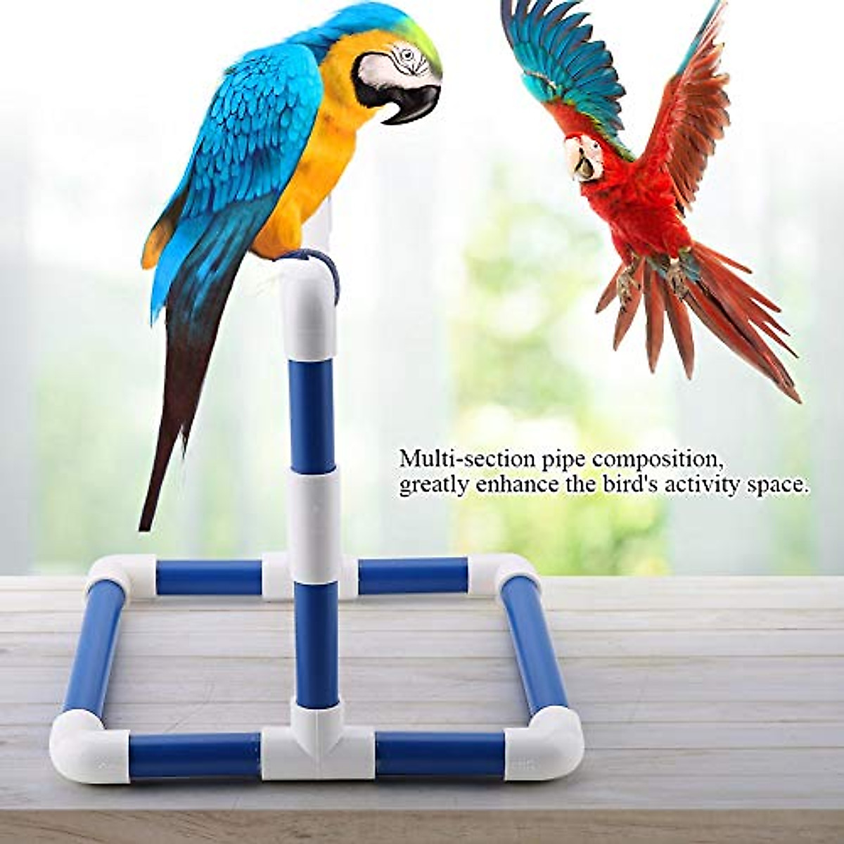 Parrot Stand Perch Rack Bird Play Training Stands Parrots Shower Perches Playstand Playgound Standing Toy for Macaw Cockatoo African Grey Budgies Parakeet Cockatiel Conure Lovebirds(PVC)