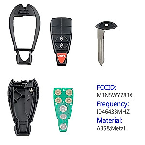 Key Fob for Dodge Charger/Challenger/Durango /Journey/RAM 1500 2500 3500,Keyless Entry Remote Replacement for Chrysler 300 2008-2010/Grand Caravan Cherokee(M3N5WY783X )