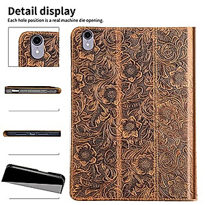 Gexmil for Ipad Mini 6 CASE 8.3 inch Case 2021,Genuine Leather Ipad Mini 6th Generation Cover,Made from Real Leather Cowhide(Brown)