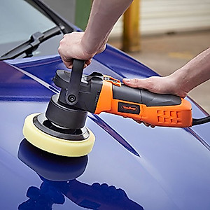 VonHaus 6" Dual Action Polisher Machine Kit, Random Orbital Buffer with 6 Variable Speeds for Cars, Boats, Tiles - Includes 4 Polishing Pads, Wash Mitt, Microfiber Cloth and Carrying Bag