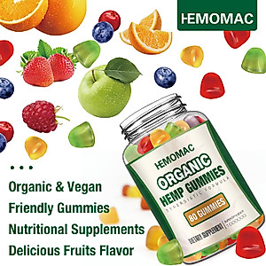 HEMOMAC 2 Packs Natural Hemp Gummies High Potency Pure Hemp Oil Advanced - Extra Strength Organic Hemp Grown in USA, Vegan, Non-GMO, Edibles for Adults