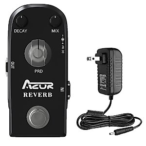 AZOR Pedal Power Adapter with Digital Reverb Guitar Effect Pedal Plate Reverb Hall and Church,Space Guitar Effect with True Bypass Aluminum Alloy