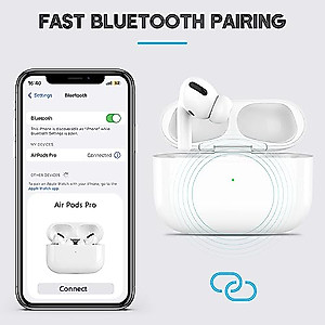 Compatible for AirPods Pro Charging Case Replacement, Wireless Charging Case for AirPod Pro Case, Support for Bluetooth Sync Button and Ultra Long Standby(White)