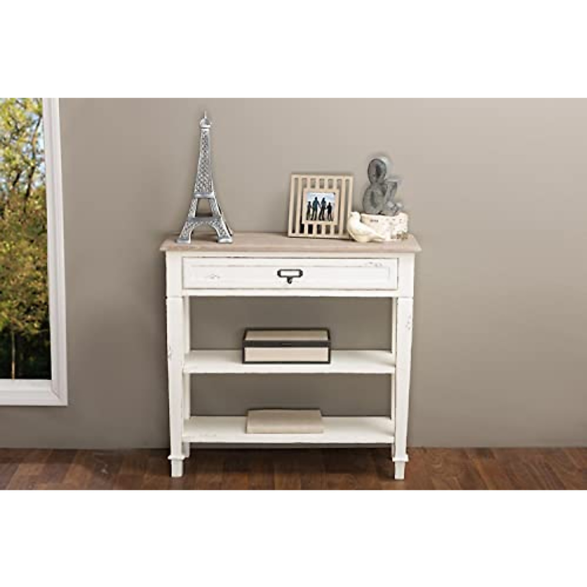 Baxton Studio Dauphine Traditional French 1-Drawer Accent Console Table, White