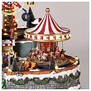 Holyart Christmas Village Set with Lights, Christmas Tree in an Amusement Park 60x90x60 cm