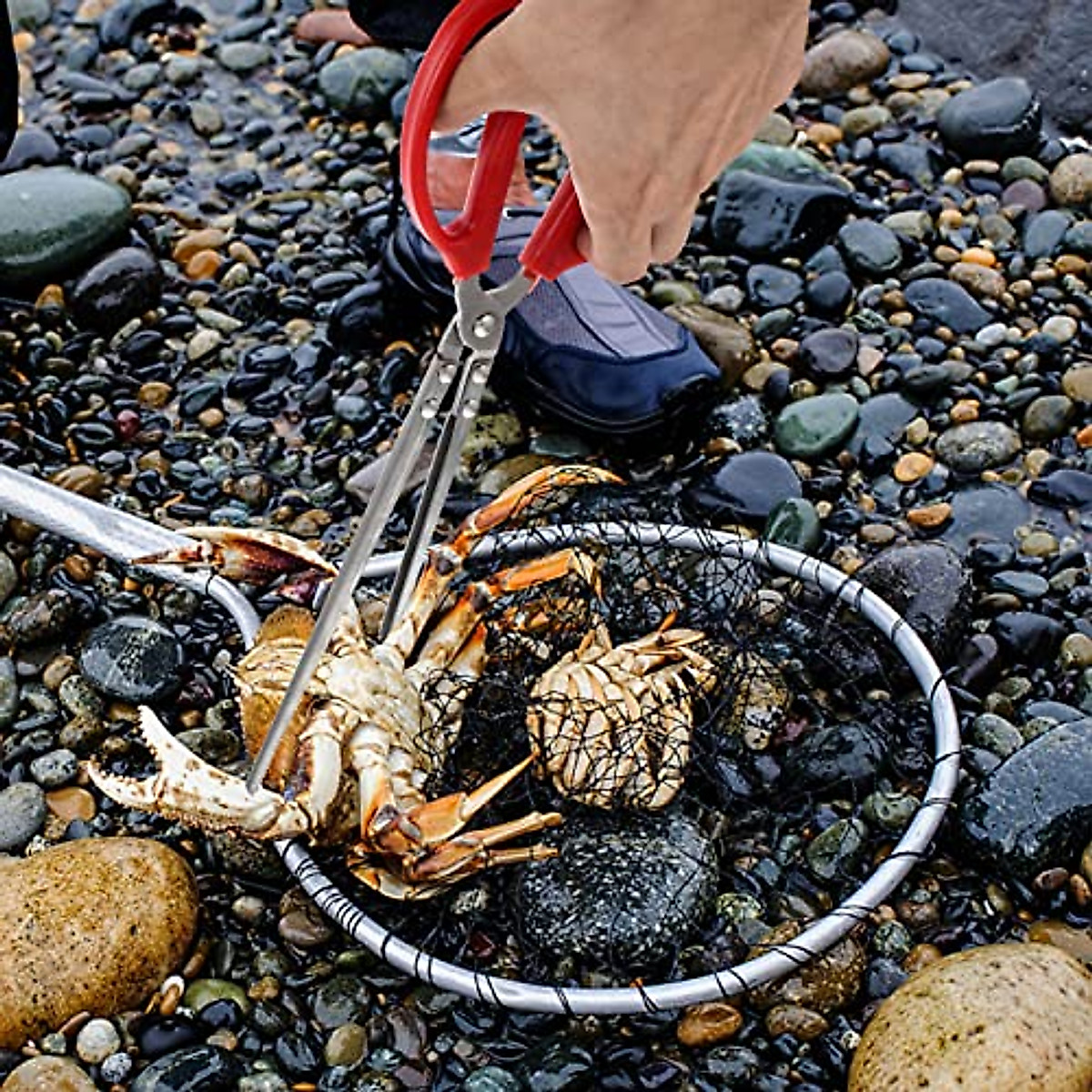 UPKOCH Multi- Steel Garbage Accessory Anti- Pick Slip Tongs Outdoor Style Cooking Garden Function Grilling Crabs BBQ Tool Portable Elderly Stainless Live Nabber Reacher for Trash Crab