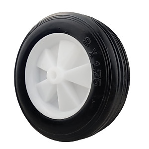 KUANMIN 2 pcs Dolly Wheels, 6 inch Flat Freee Solid Rubber Wheels, 6'' x 1.30'' Lawn Mower Wheels, Pack of 2 Replacement Dolly Wheels (Black)