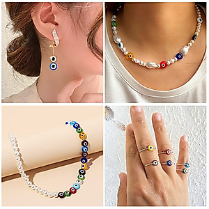 24 Style 800 pcs Evil Eye Beads, Evil Eye Beads for Jewelry Making, Evil Eye Charms with 1mm Hole