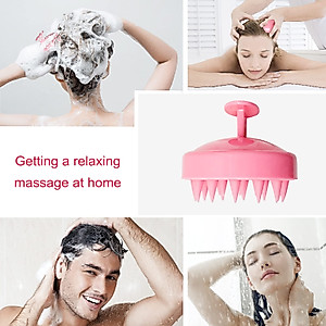 LONOIIEN Scalp Massager, Scalp Scrubber with Soft Silicone Bristles Hair Shampoo Brush for Scalp Exfoliator, Promote Hair Growth & Dandruff Removal(Pink)