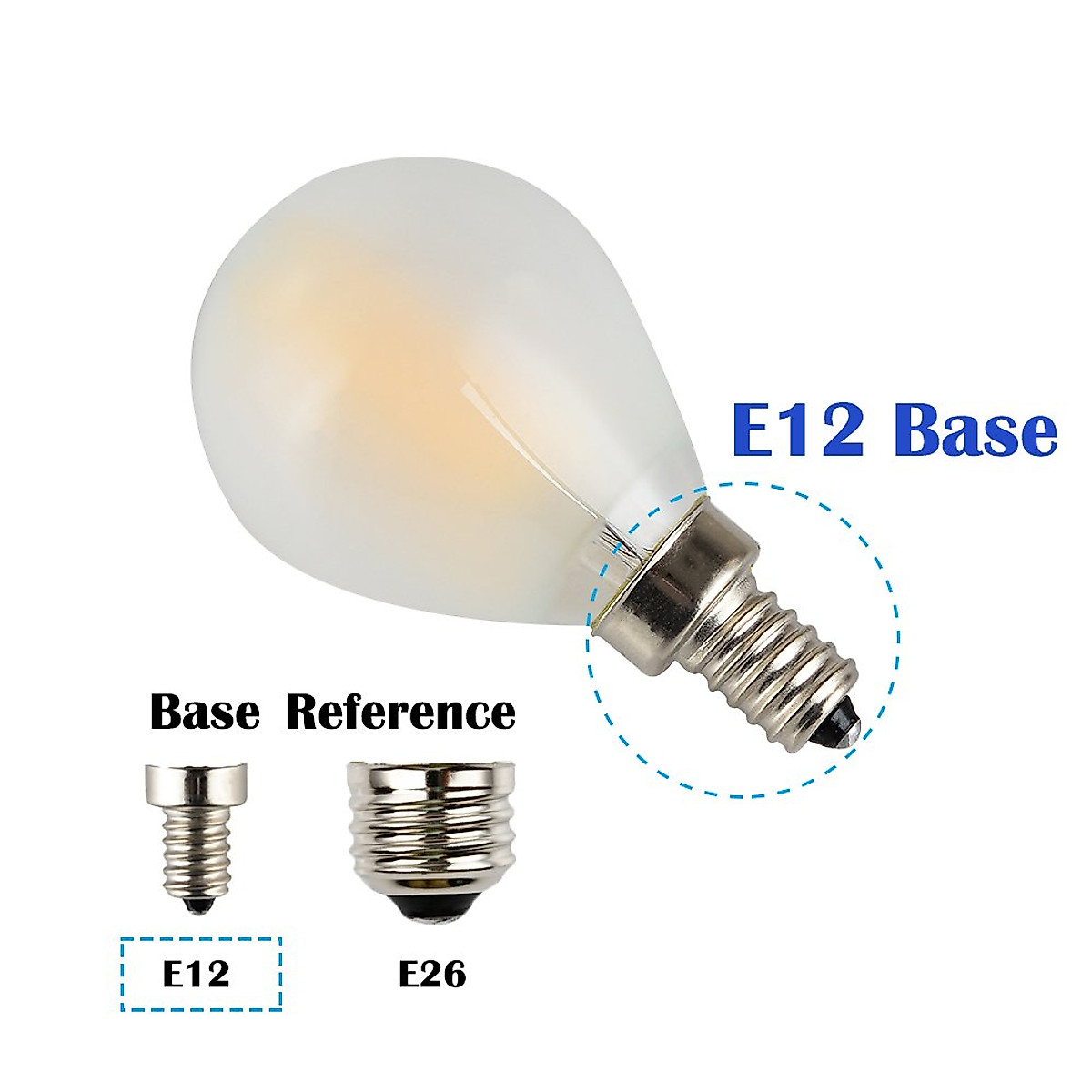 OPALRAY G45(G14) Mini Globe LED Bulb, 2W 200LM, Dimmable, 25W Incandescent Replacement, Warm White Light 2700K Filament Tungsten, E12 Candelabra Base Bulb, Eye-protected Frosted Glass Cover, 6 Pack