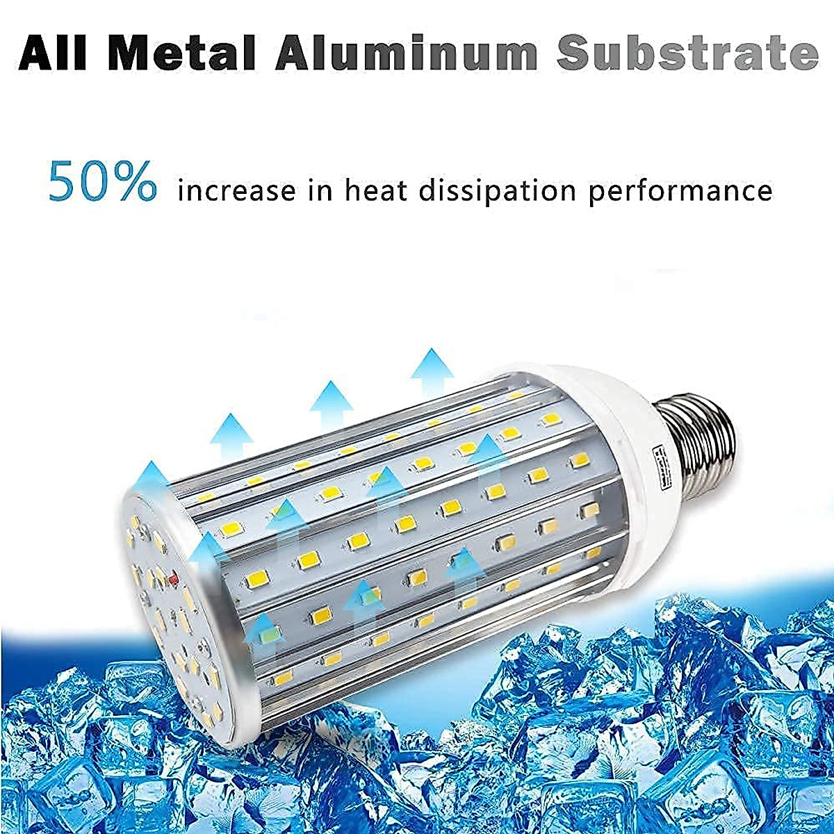 Intpro 60W LED Corn Light Bulb Lamp, 6000LM E26/E27 6000K 85V~265V super bright light for Indoor Large Area, garage barn Workshop Warehouse Factory Porch Backyard High Bay Street Outdoor