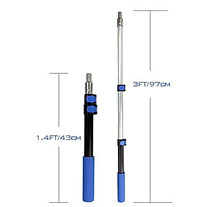 Craftec 1.5 to 3 FT Aluminum Telescoping Pole with Quick-Flip Clamps, Paint Roller Pole, Multi-Purpose Pole, Duster Pole, Twist-On Metal Tip for Squeegee, Extendable Painters Pole (3 Feet)