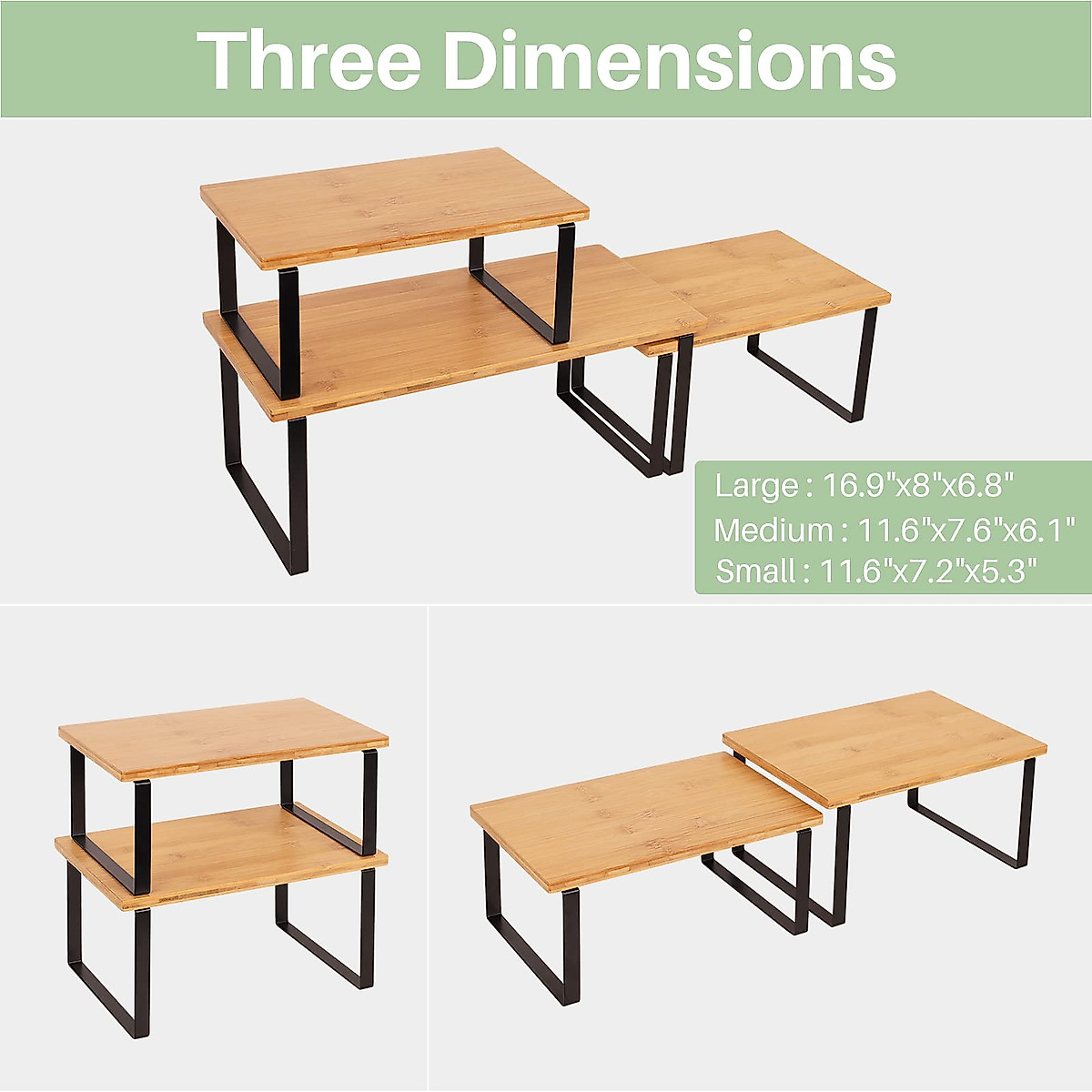 Kitchen Countertop Organizer Corner Shelf by Beardo,2 Tier Spice Rack Bamboo Counter Storage Shelves For Coffee Table, Desk Space Saving