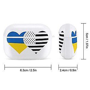 Ukraine Flag and American Flag Printed Bluetooth Earbuds Case Cover Compatible with AirPods Pro Protective Box with Keychain