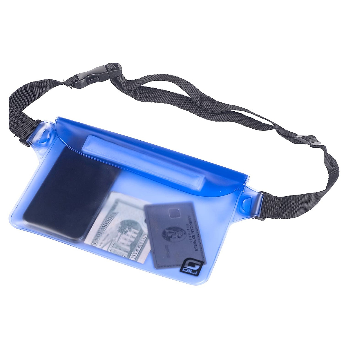 GILI 2-Pack Waterproof Pouch, Screen Touch Sensitive Waterproof Bag with Adjustable Waist Strap - Keep Your Phone and Valuables Dry - Perfect for Paddle Boarding (Clear/Black)