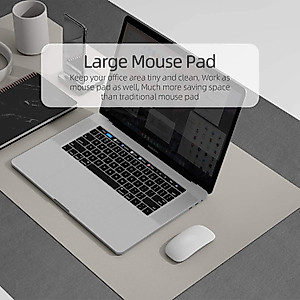 YSAGi Multifunctional Office Desk Pad, Ultra Thin Waterproof PU Leather Mouse Pad, Dual Use Desk Writing Mat for Office/Home (31.5" x 15.7", Grey)