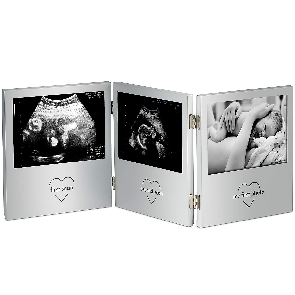 VonHaus Triple Sonogram Picture Frame for Keepsake Ultrasound Pregnancy Scan Images and Baby Photos