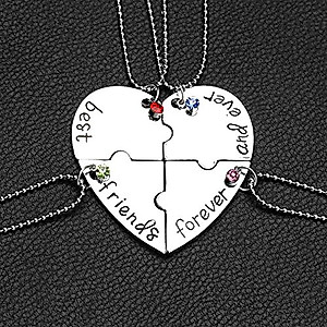 MXXGMYJ Best Friend Necklaces Gifts for 4 Bff Friendship Necklace Matching Heart Necklace for Best Friends Birthday Christmas Gifts for Women Teen Girls