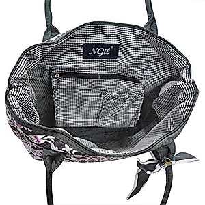 Ngil Quilted Cotton Medium Tote Bag 2018 Spring Collection (Purple Quatro Vine Grey)
