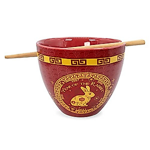Boom Trendz Year Of The Rabbit Chinese Zodiac Ceramic Dinnerware Set Includes 16 Ounce Ramen Noodle Bowl and Red One Size