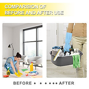 Whalegend Cleaning Caddy, Cleaning Caddy Organizer with Handle, Plastic Tool Storage Cleaning Supply Caddy for College Dorm, Kitchen, Garden, Under Sink,Gray