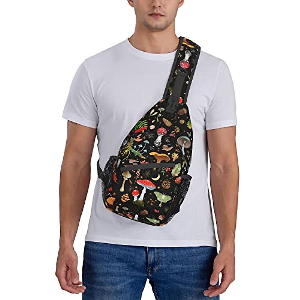 Chiweiyang Mushroom Gifts Sling Backpack,Mushroom Gifts Crossbody Bag For Women Men Sling Bag Travel Hiking Shoulder Chest Bag Daypack Unisex