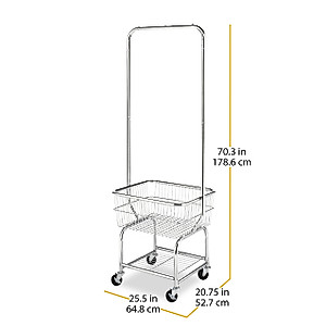 Whitmor Commercial Rolling Laundry Butler with Wire Storage Rack